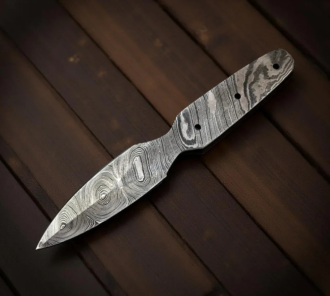 Damascus Steel Double Edge Sgian Dubh Knife Blade – B25 – Jayger